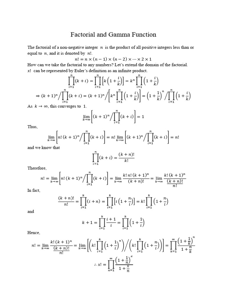 Factorial and Gamma Function | PDF | Function (Mathematics) | Elementary Mathematics
