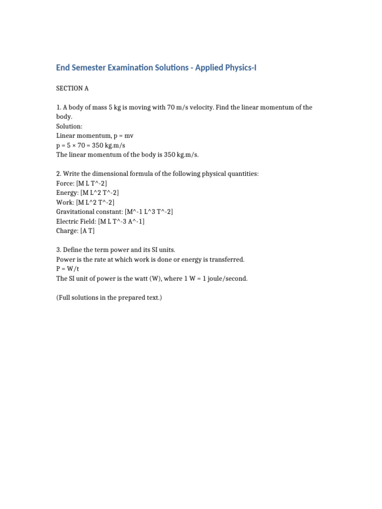 Applied Physics Solutions | PDF