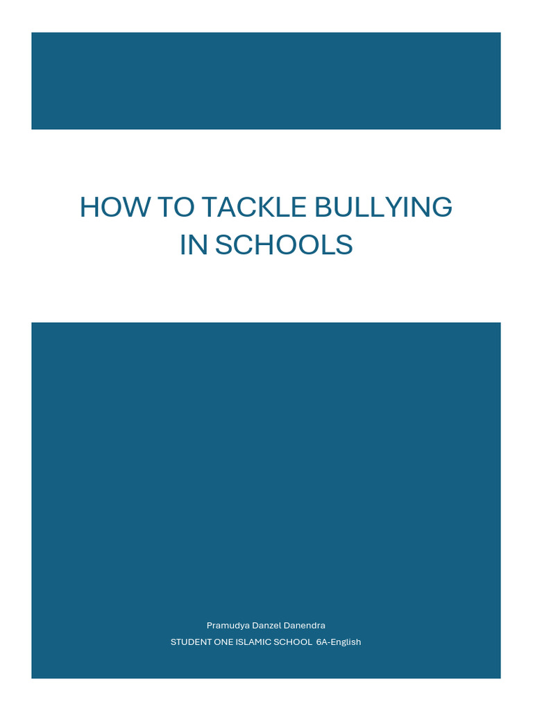 How To Tackle Bullying in Schools - Long Version | PDF | Bullying ...