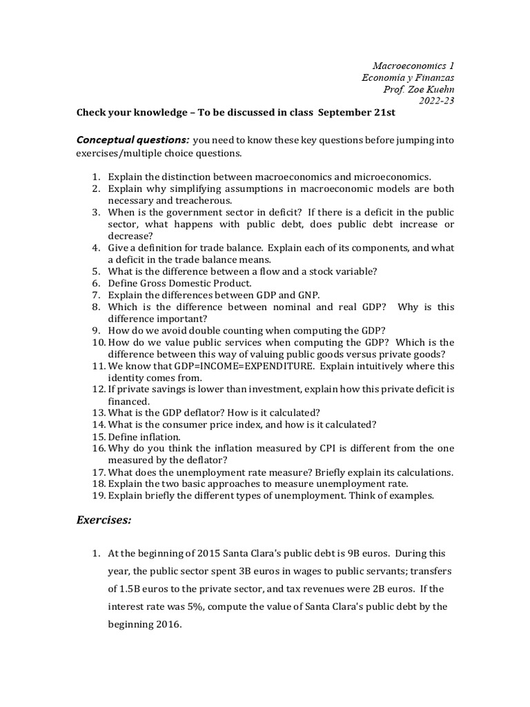 Check Your Knowledge - Topic 1docx | PDF | Gross Domestic Product ...
