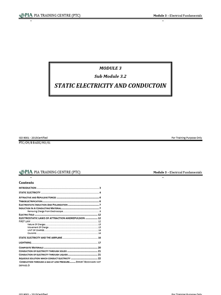 Static Electricity and Conduction Basics | PDF | Electric Charge ...