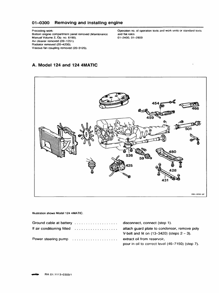 w124 Removing and Installing Engine m103 | PDF