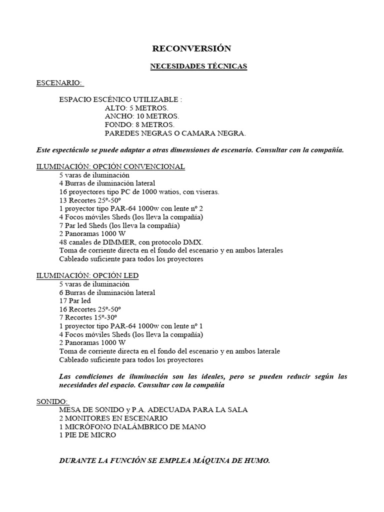 Necesidades Tecnicas Reconversion Def Cas | PDF