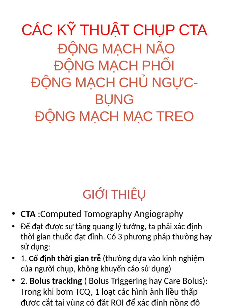 Các Kỹ Thuật Chụp Cta | PDF