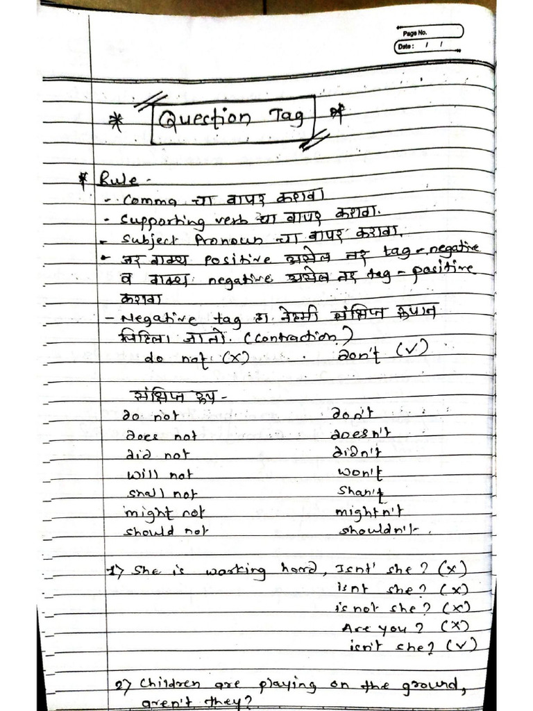 Quetion Tag Notes | PDF