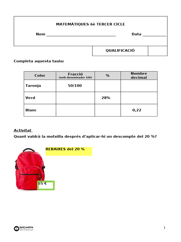 Mat6 Proves Avaluacio U01 | PDF