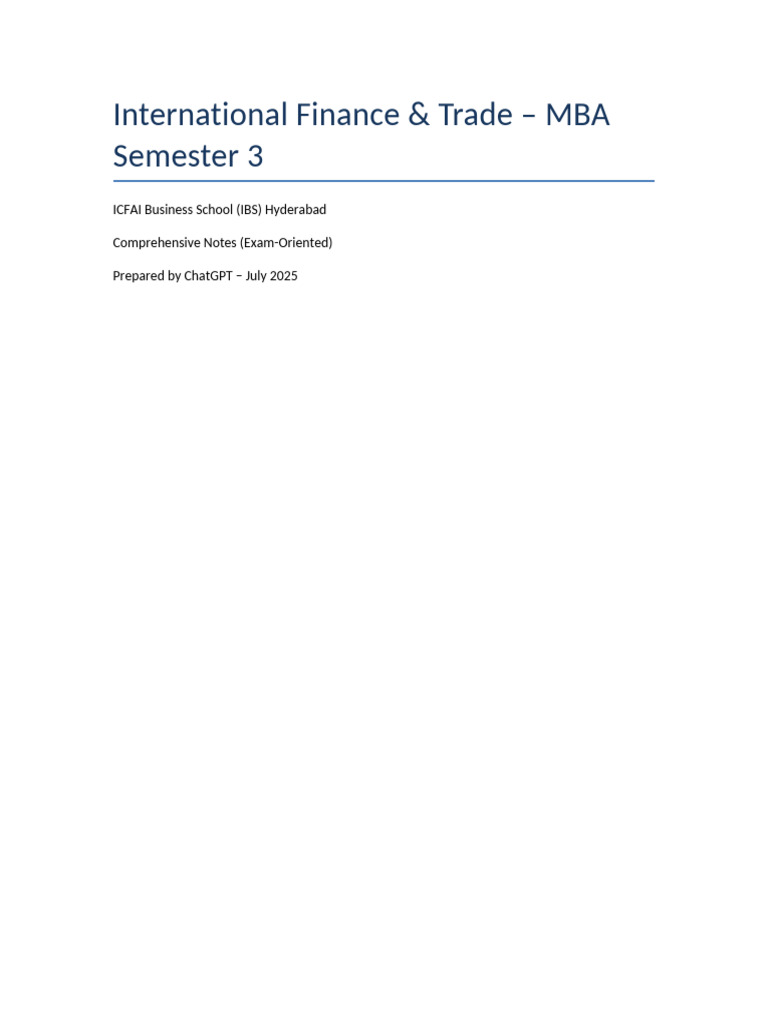 International Finance MBA Notes | PDF | Foreign Exchange Market ...