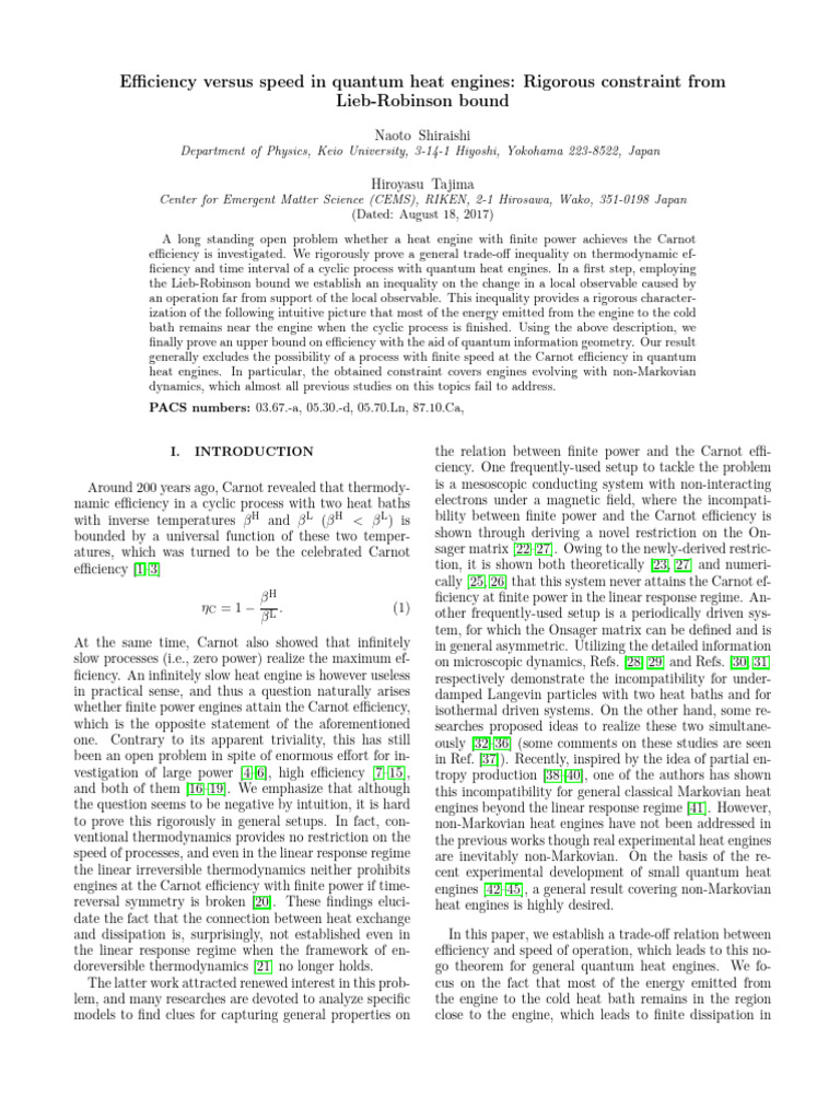 Efficiency Versus Speed in Quantum Heat Engines: Rigorous Constraint ...