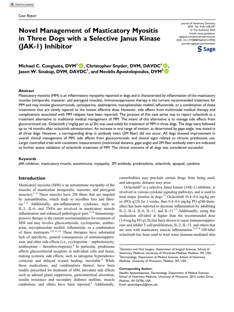 Congiusta Et Al 2024 Novel Management of Masticatory Myositis in Three ...