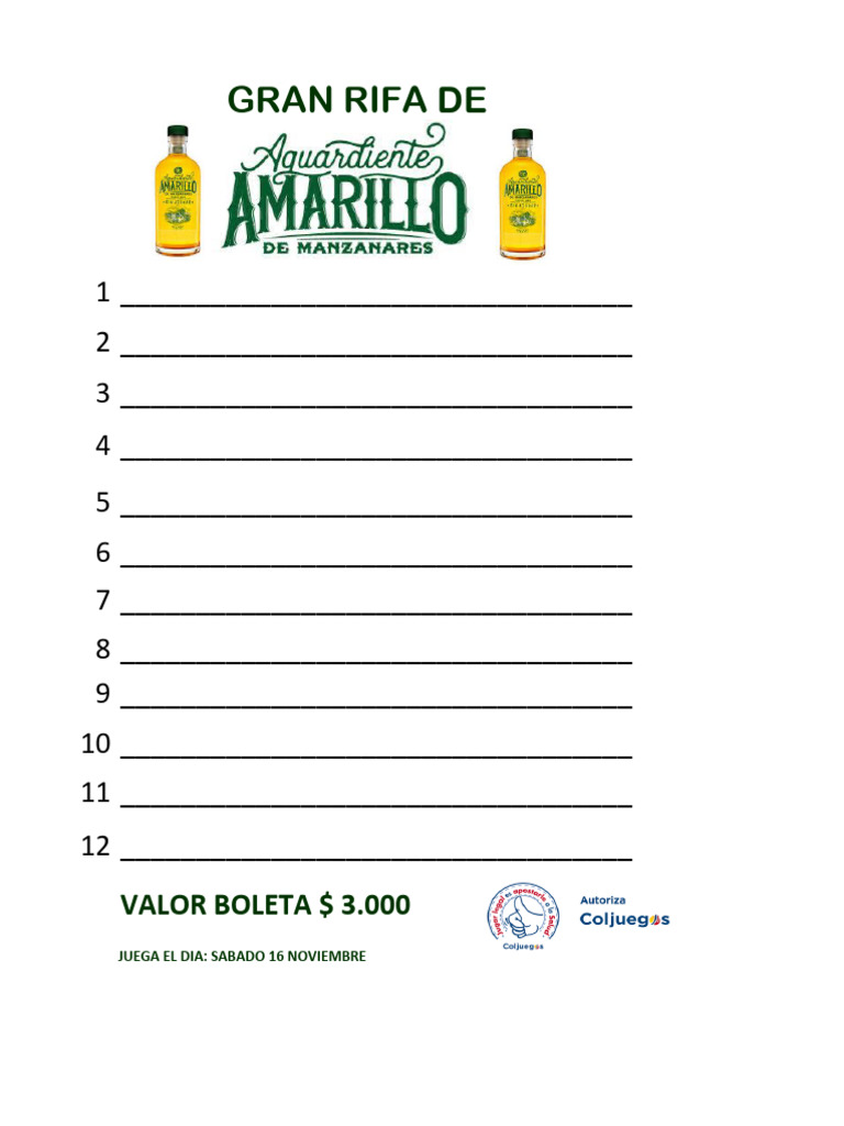 Rifa del 16 de noviembre: Boleta $3,000 | PDF