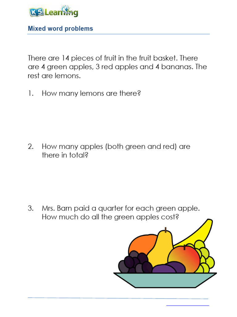 Grade 1 Mixed Word Problems B | PDF