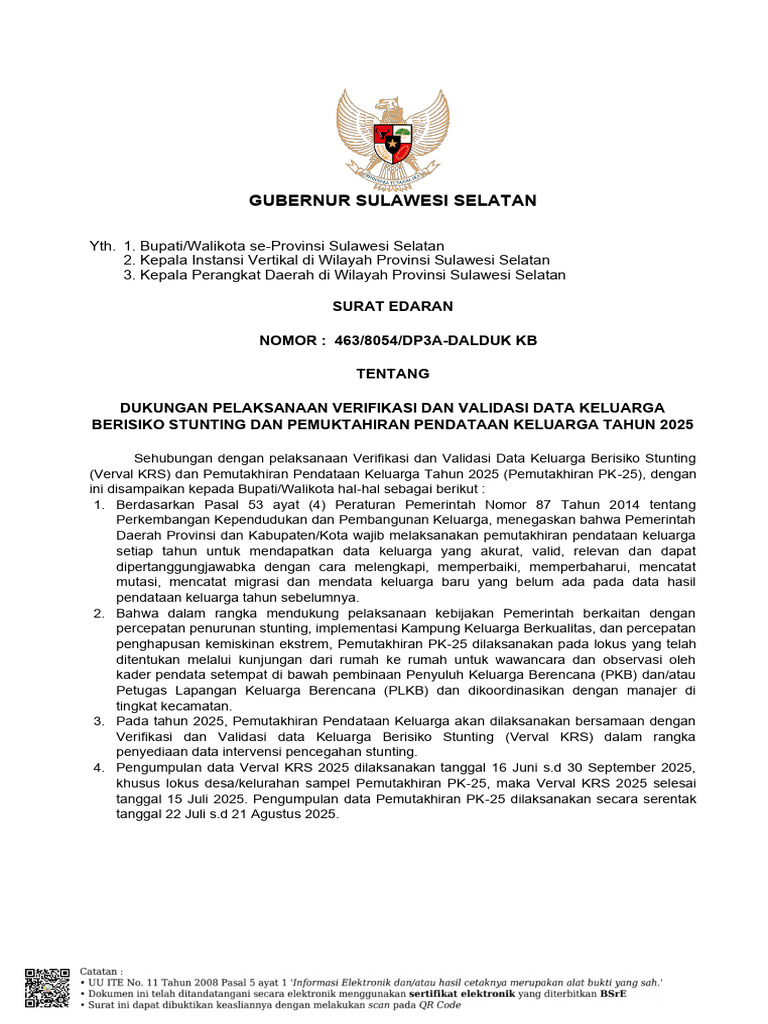 Surat Edaran Verval Keluarga Berisiko Stunting | PDF