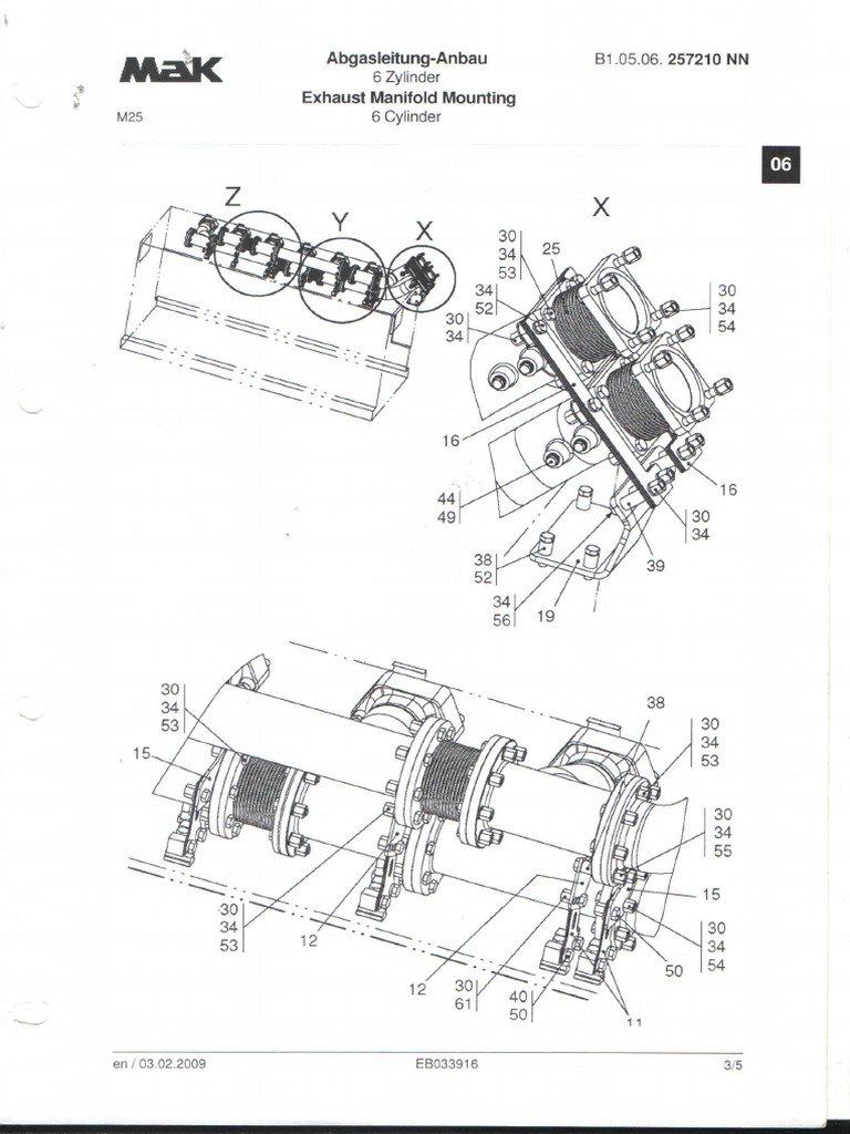 Mak 6M25 Exhaust Manifold Mounting | PDF