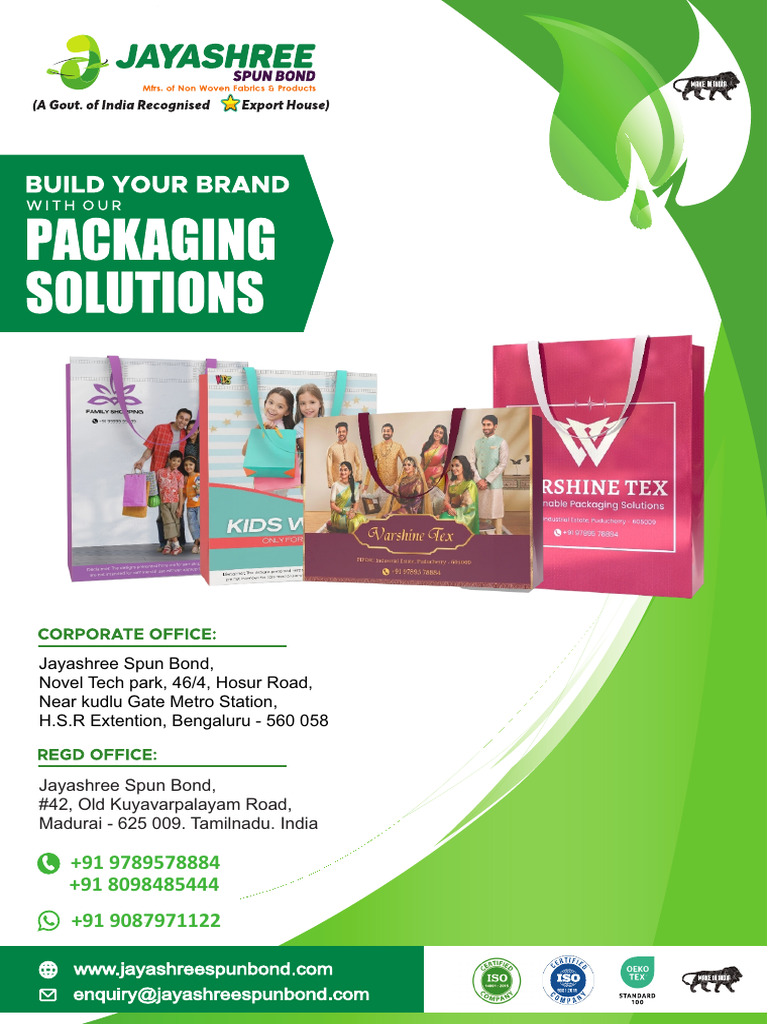 Jayashree Spun Bond Bag New Brochure | PDF