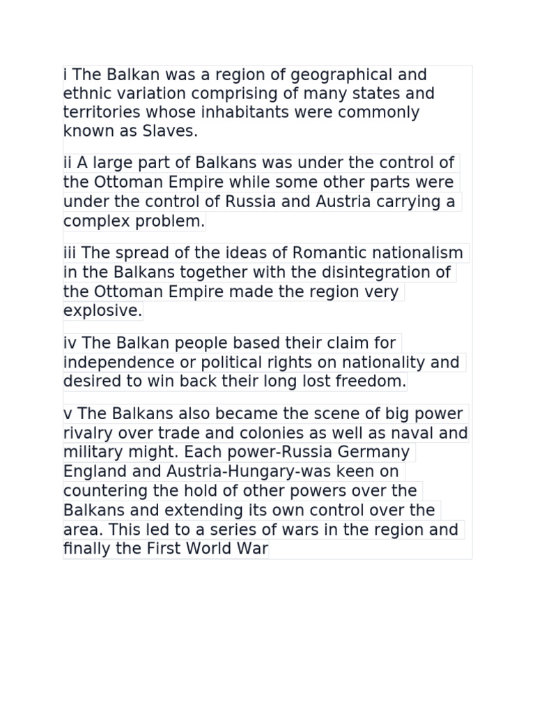 I The Balkan Was A Region of Geographical and Ethnic Variation ...