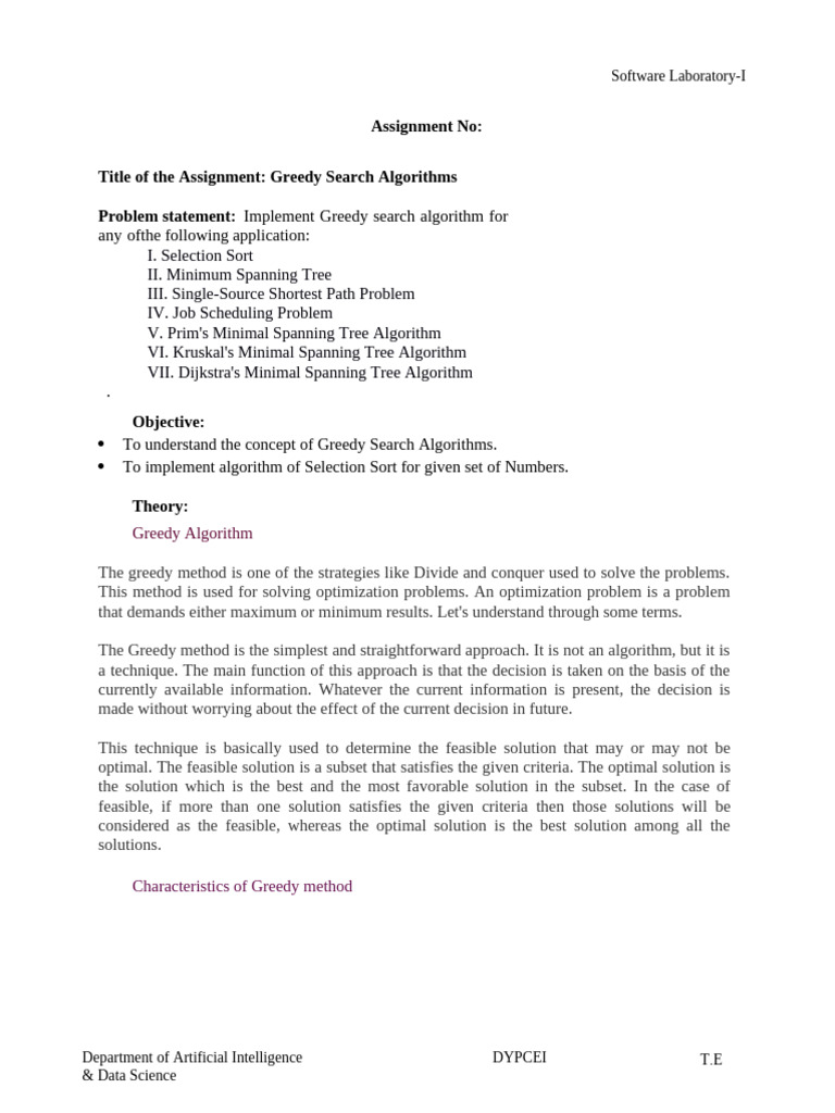 Greedy Search Algorithms | PDF | Discrete Mathematics | Computer ...