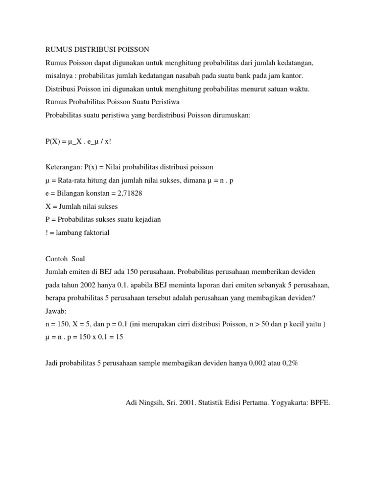 Rumus dan Contoh Distribusi Poisson | PDF | Pengelolaan Keuangan & Uang