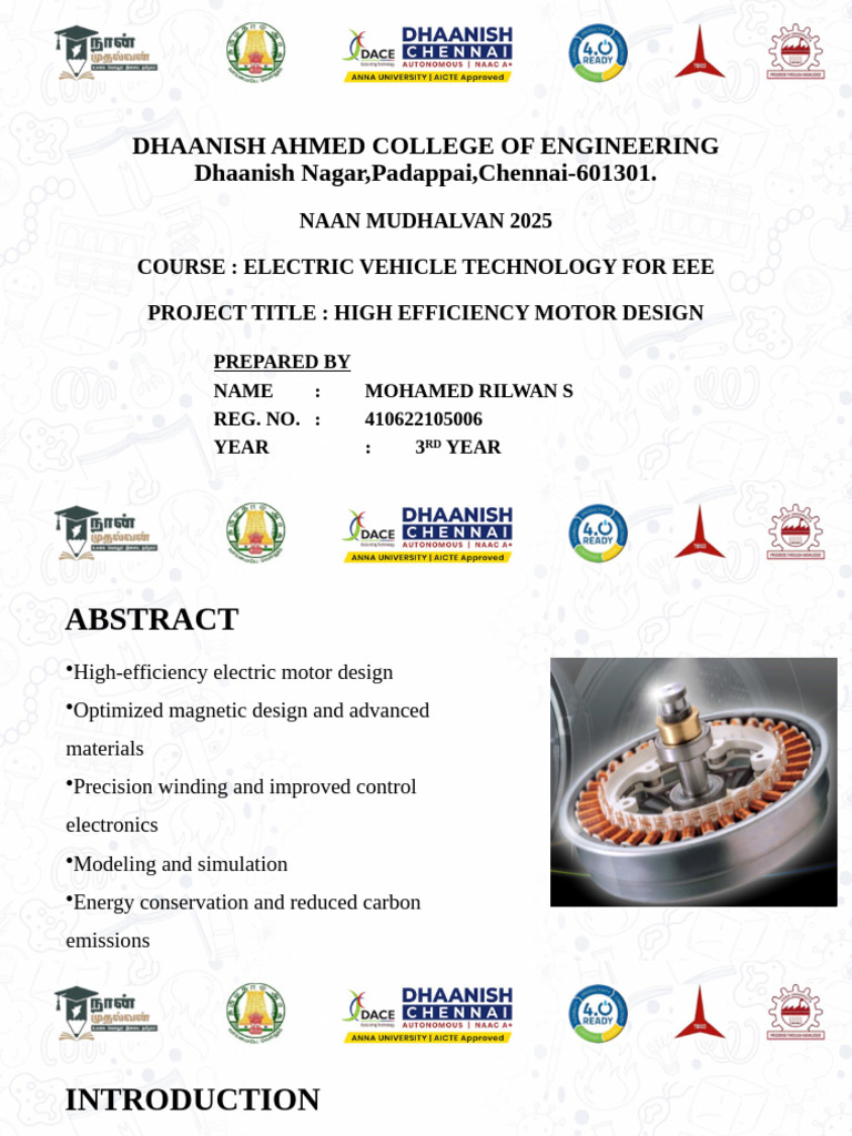 Mohamed Rilwan S | PDF | Electric Motor | Electric Power