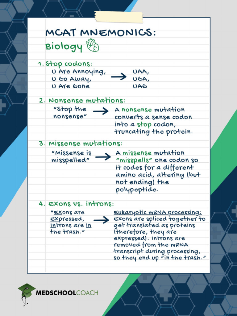 50 MCAT Mnemonics MedSchoolCoach 2 | PDF