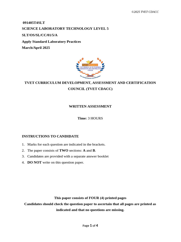 Science Lab Technology Exam Guide | PDF | Laboratories | First Aid
