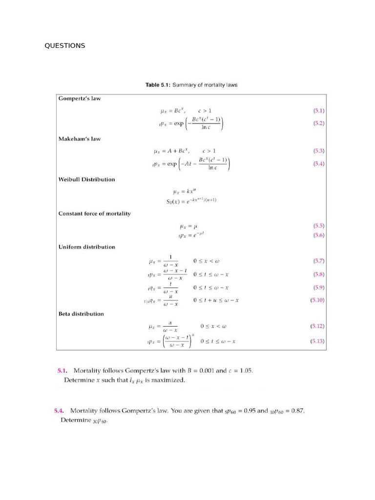 Exercice Actuariat Vie 2 | PDF