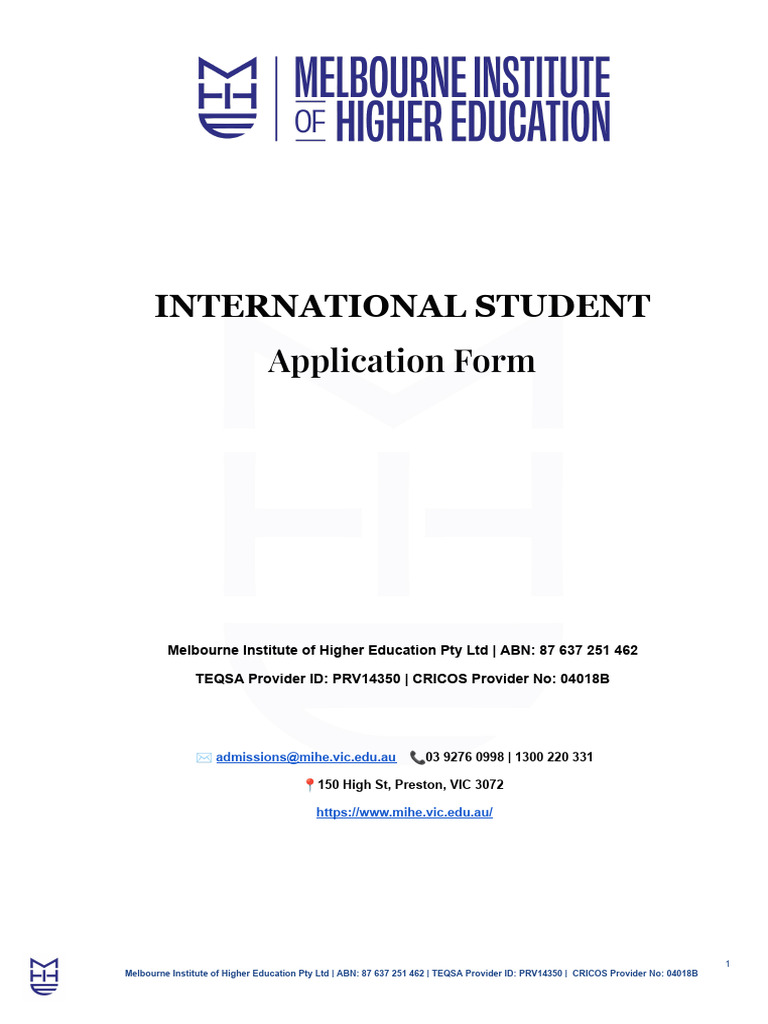 International Student Application Form (IT) 2 1 1 7 1 1 | PDF | Cost Of Living | Academic Degree