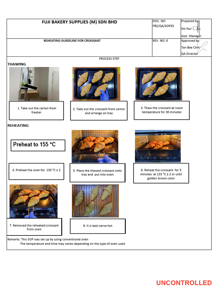 Croissant Reheating Instructions | PDF