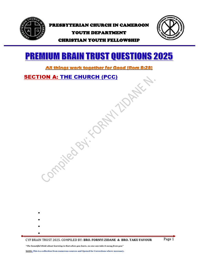 Premium Brain Trust 2025. | PDF | Pope | Protestant Denominational Families