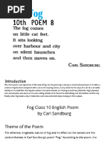 Fog Class 10 English Poem 8 | PDF | Fog | Poetry