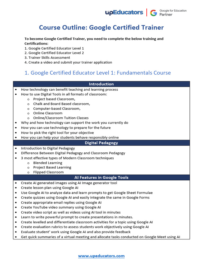 Google Certified Trainer Course Outline | PDF | Augmented Reality ...