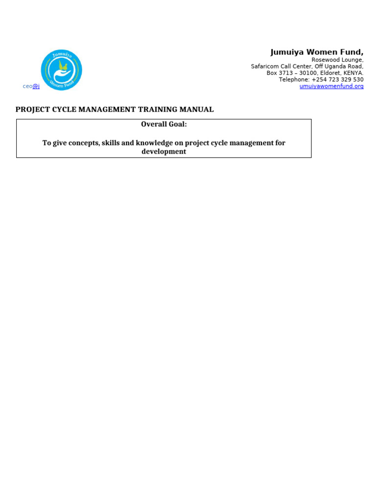 Project Cycle Management Training Manual | PDF | Project Management | Evaluation