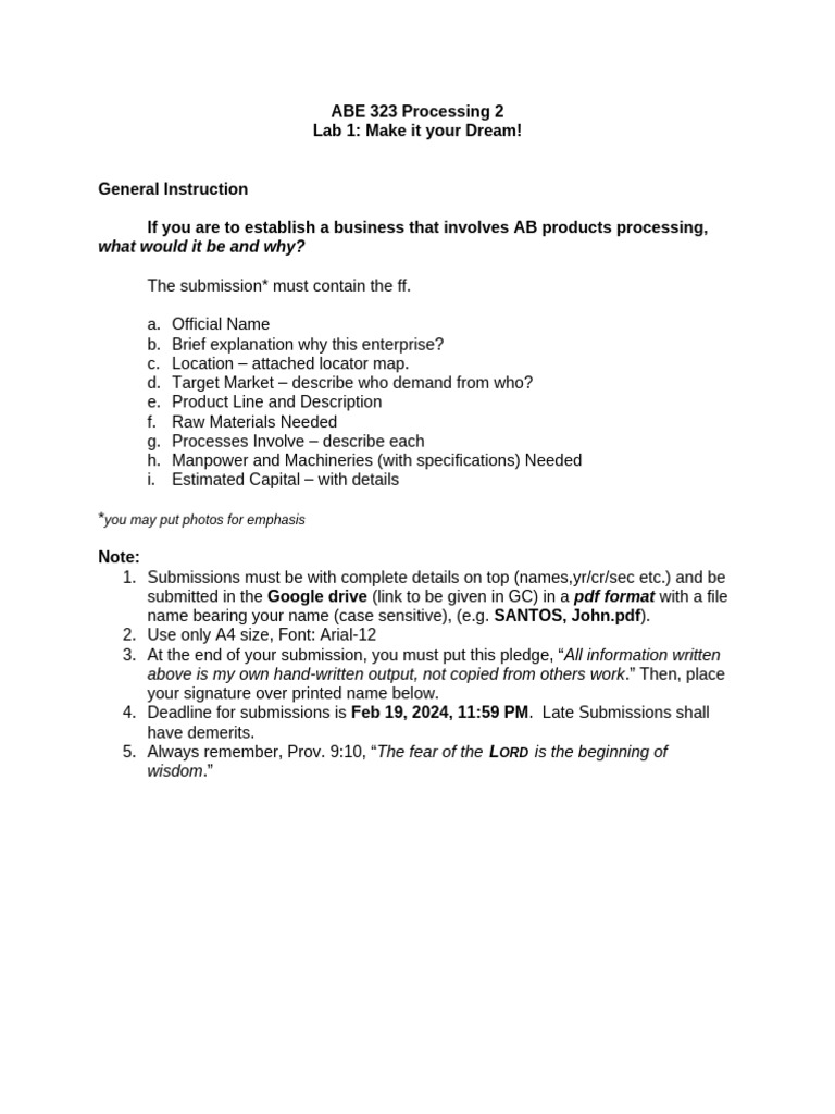 AB Products Processing Business Plan | PDF
