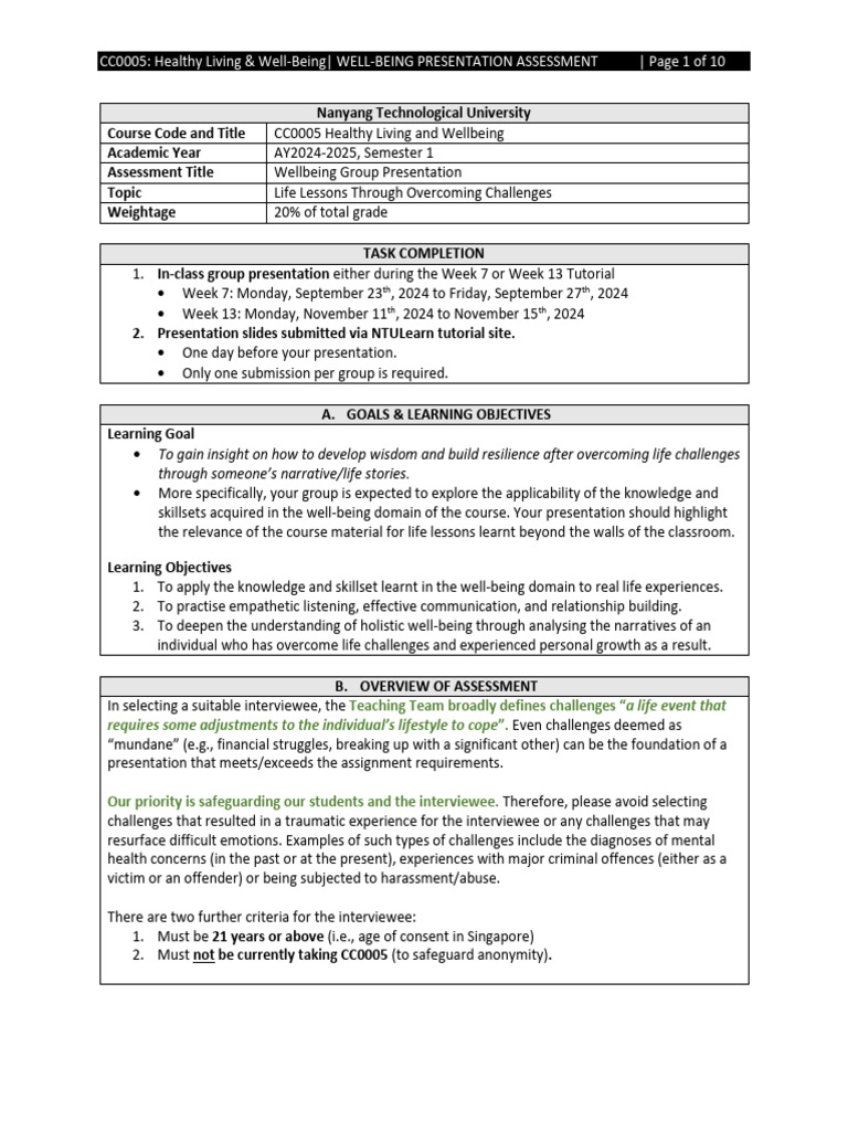 CC0005 Wellbeing Group Presentation Guide | PDF | Academic Dishonesty ...