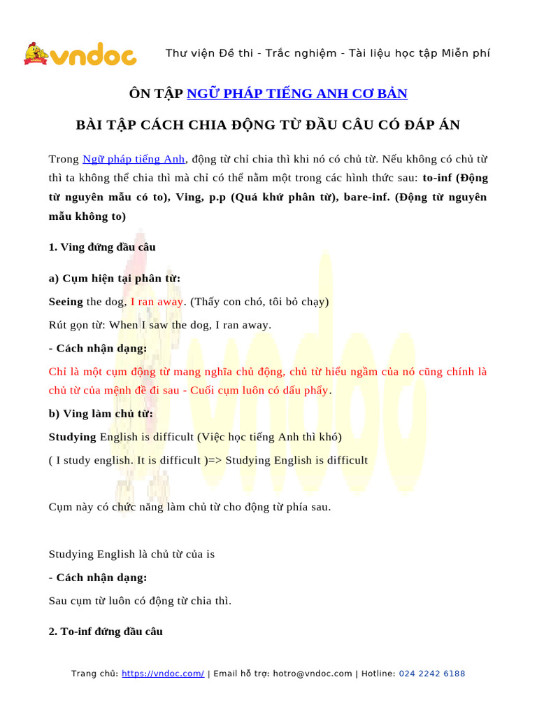 Cach Chia Dong Tu Dau Cau | PDF