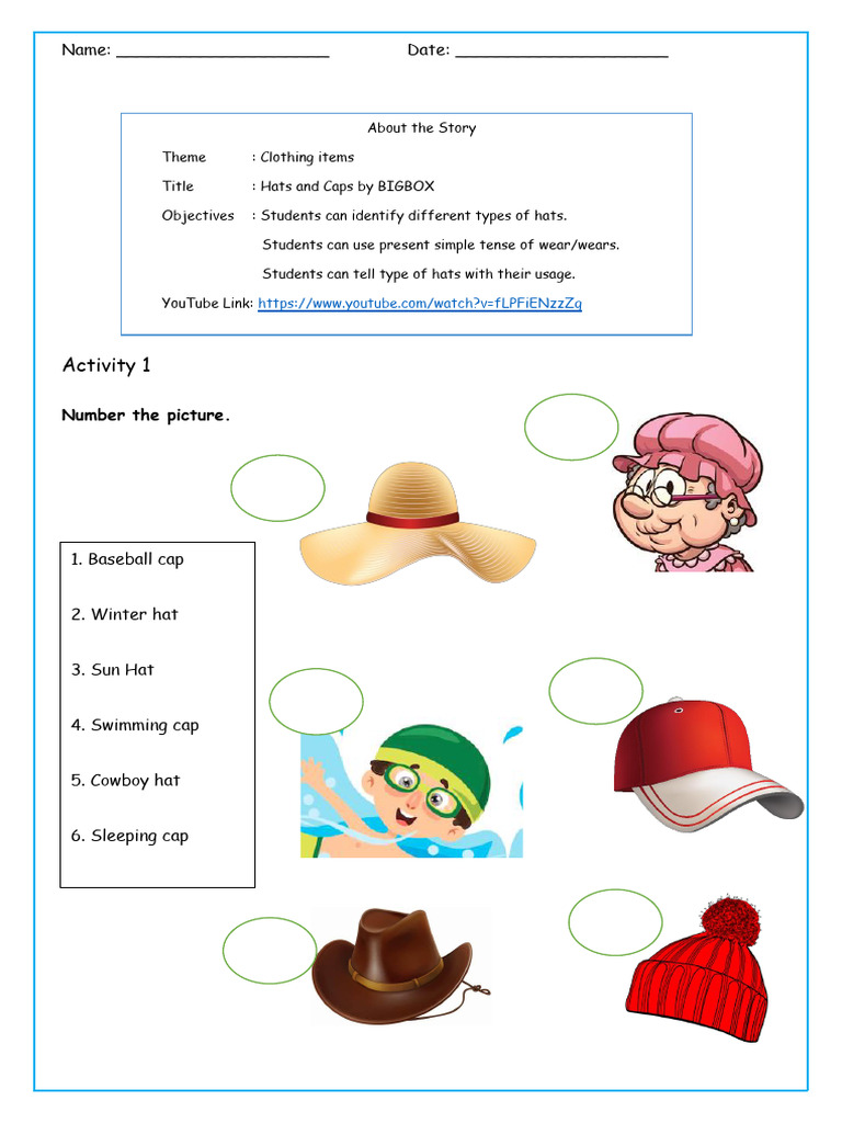 Clothing Items (Hats - Caps) 3 | PDF