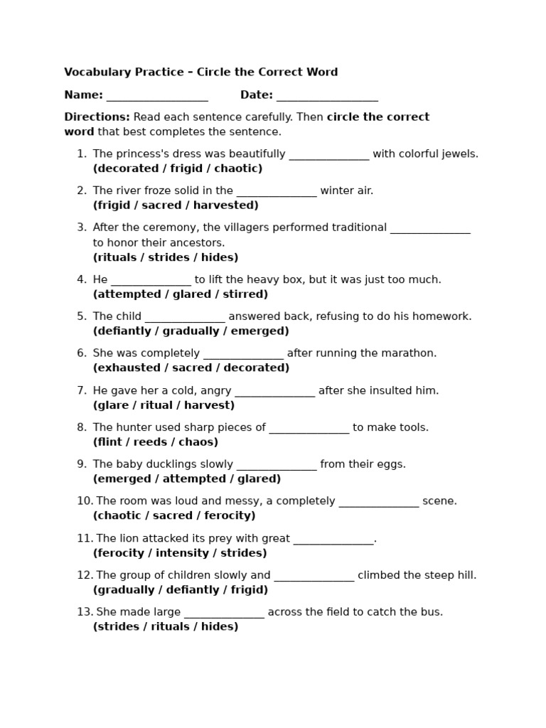 Worksheet Week 3 DAY 3 Vocabulary and Comprehension Practice | PDF