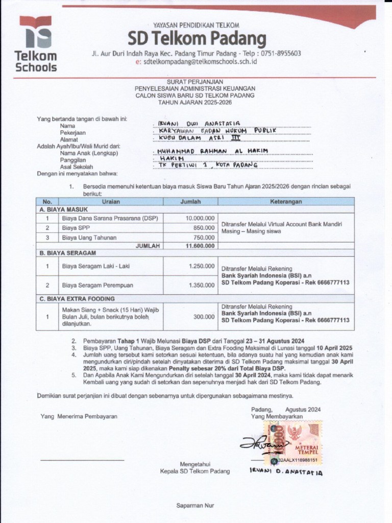 Bukti Bayar & Surat Pernyataan Muhammad Rahman Al Hakim | PDF
