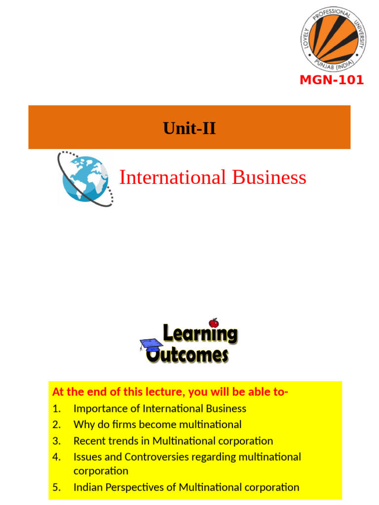 Overview of International Business Concepts | PDF | Multinational ...