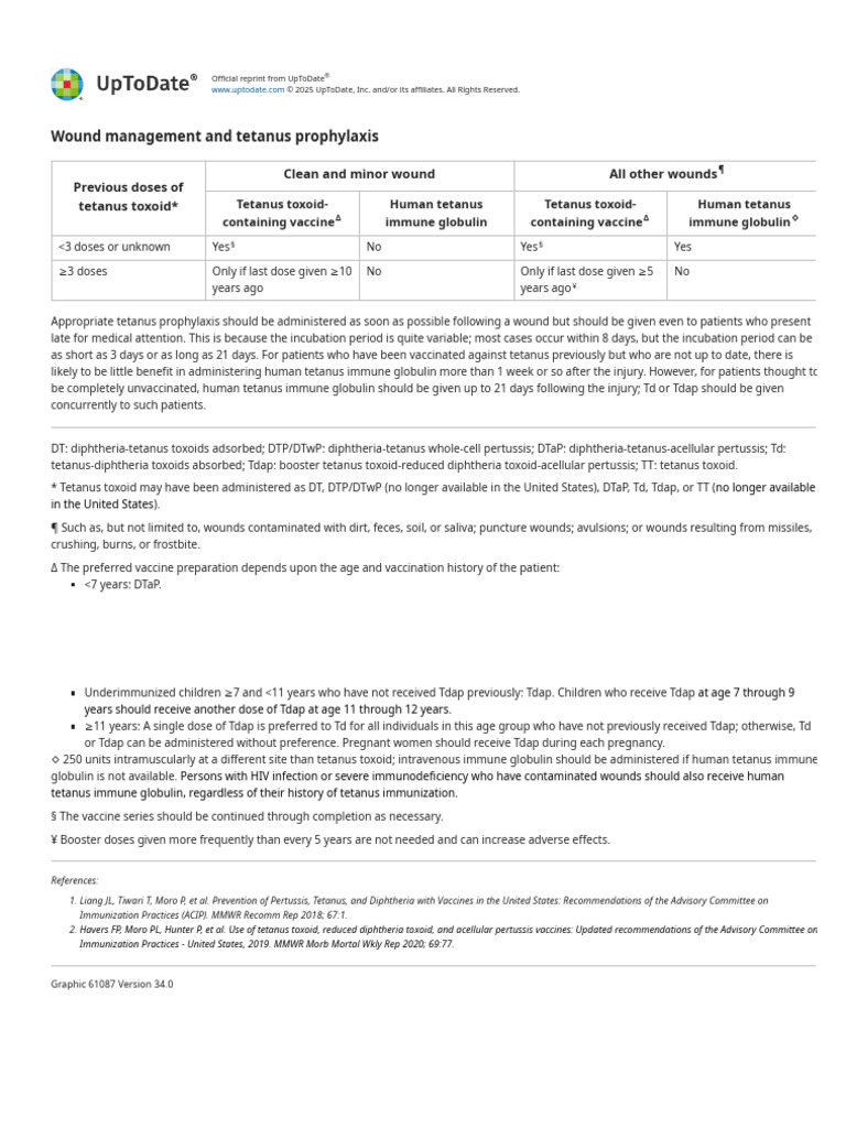 Tetanus Prophylaxis in Wound Care | PDF | Pediatrics | Medical Specialties