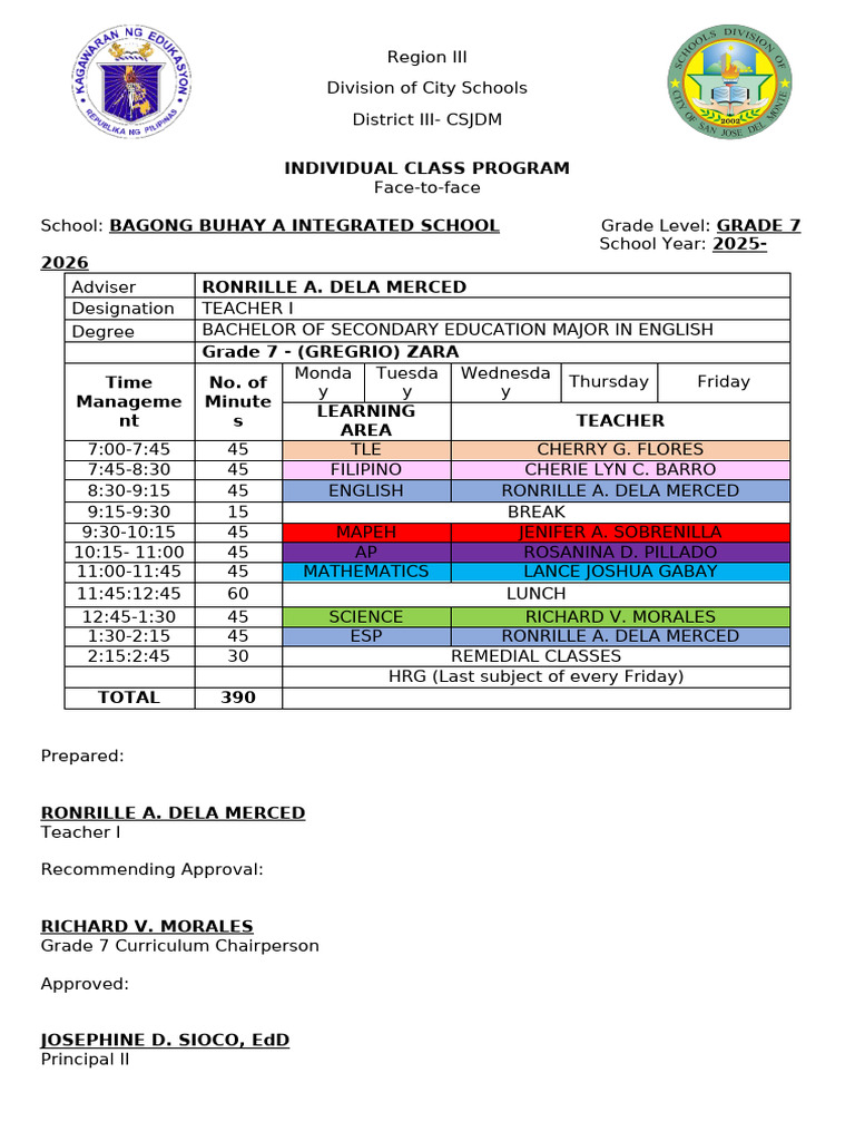 Individual Class Program 2025-2026 | PDF | Republicanism | Youth