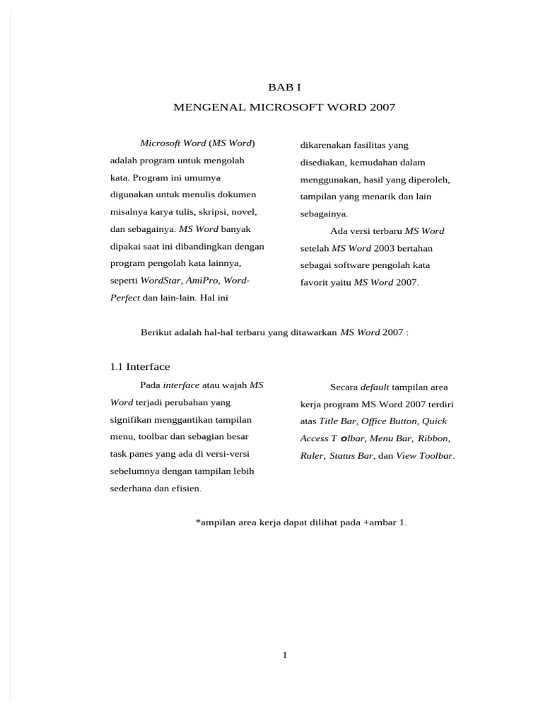 Fitur Utama Microsoft Word 2007 | PDF