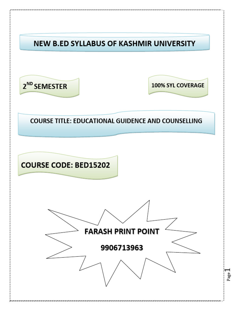 B.ed Educational Guidence and Councelling | PDF | Intelligence ...