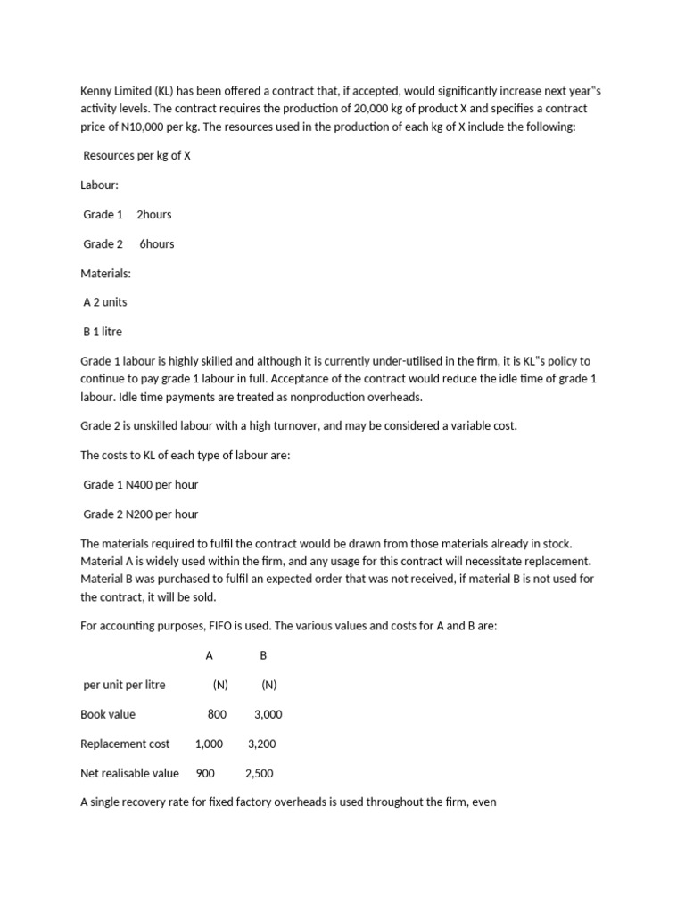 Contract Analysis for Kenny Limited | PDF | Financial Economics | Economics