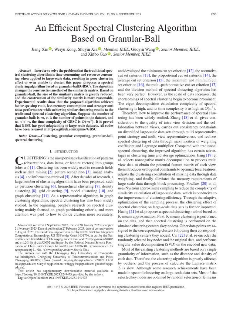 Xie 等 - 2023 - An Efficient Spectral Clustering Algorithm Based o | PDF | Cluster Analysis ...