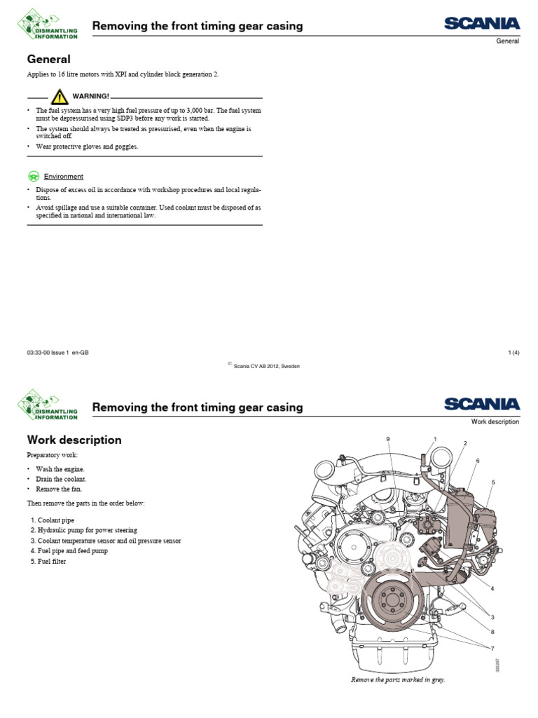 Remove Front Timing Gear Casing Guide | PDF | Machines | Engines