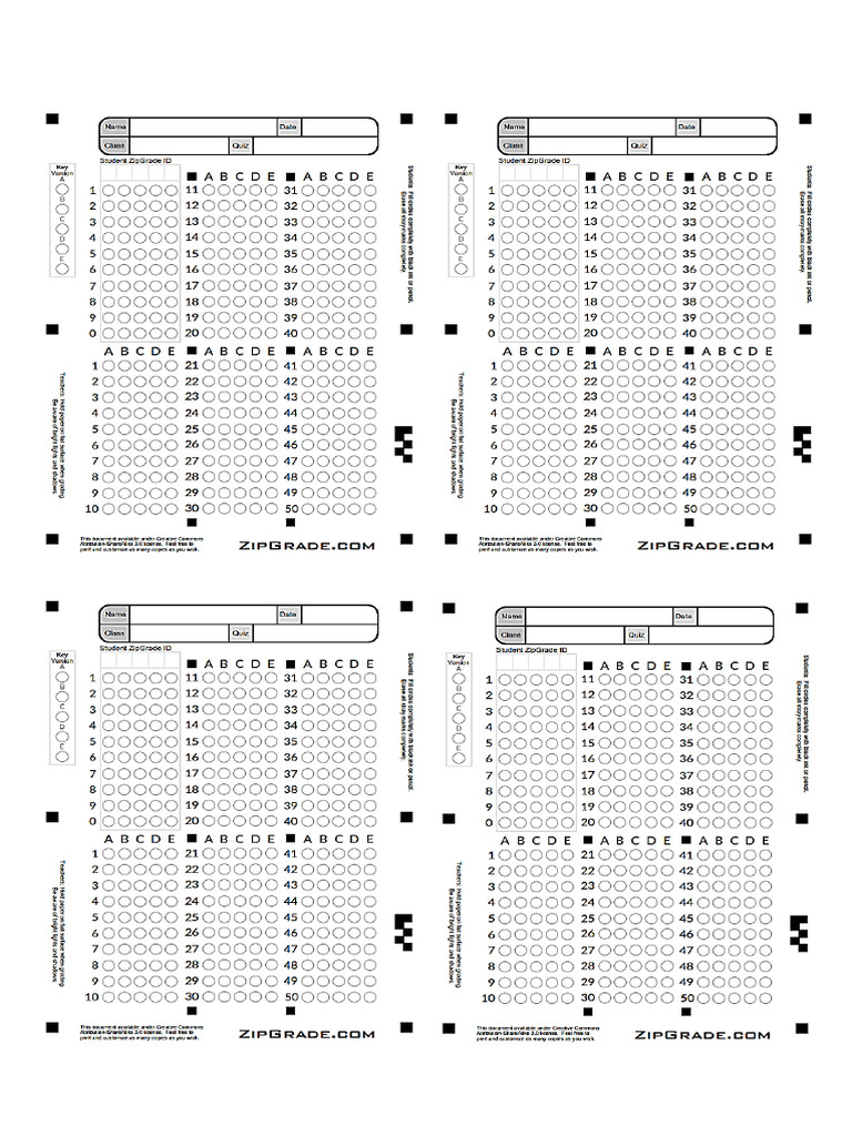 Zip Grade Template 1 | PDF