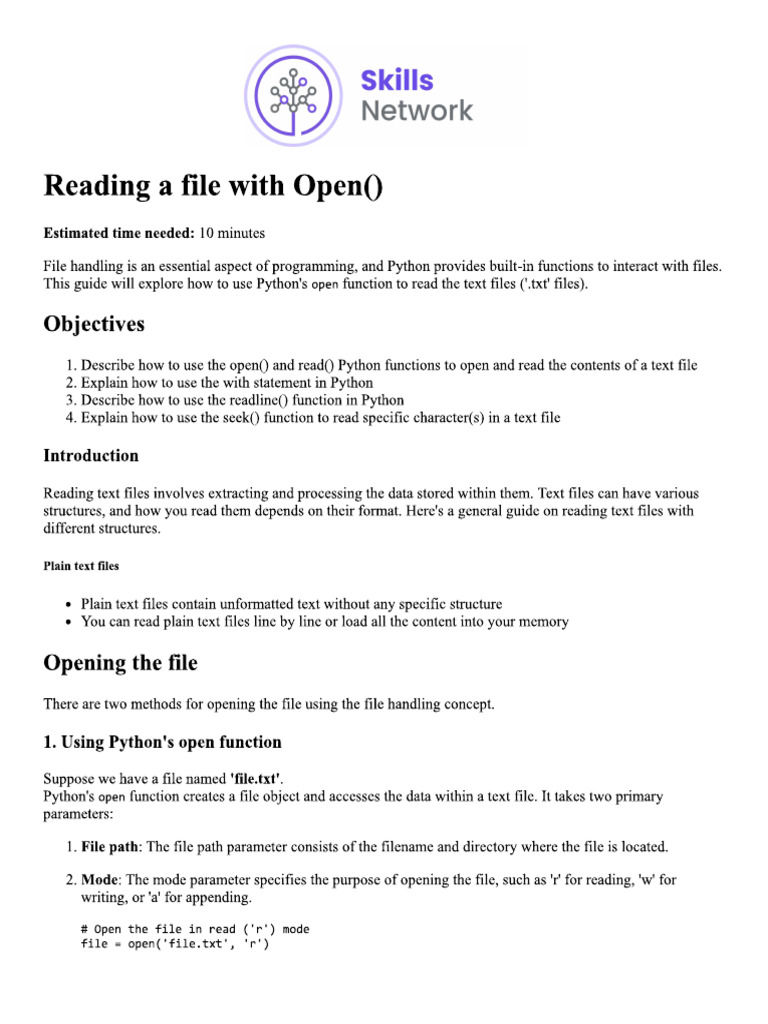 Reading A File | PDF