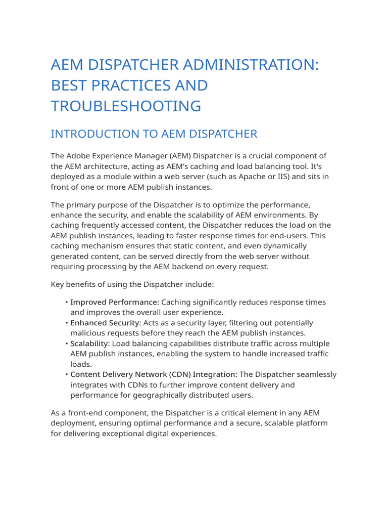 Aem Dispatcher Administration | PDF | Networking | Internet & Web