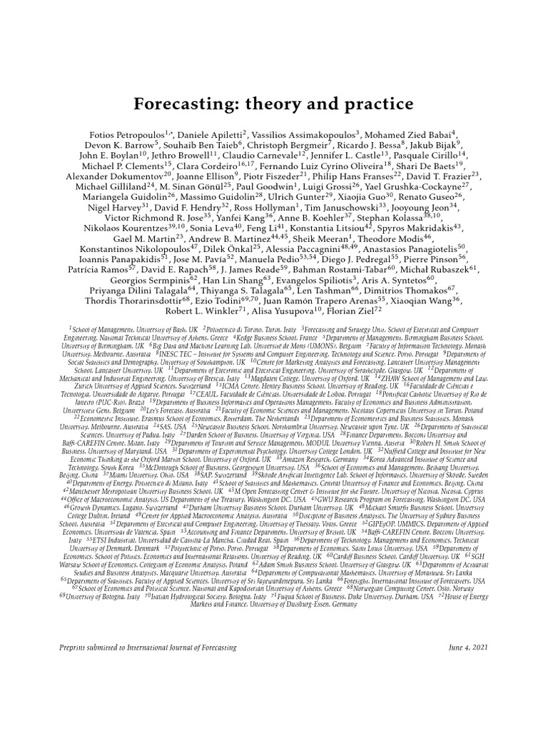 Forecasting Theory and Practice | PDF | Time Series | Forecasting