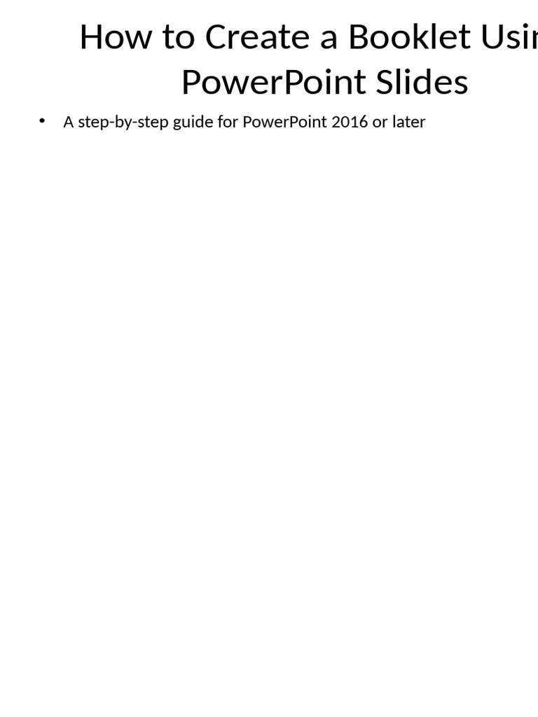 Create a Booklet in PowerPoint | PDF